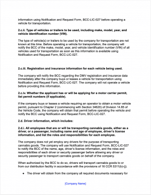 Cannabis Transportation Procedures DCC-LIC-015 | Template $347